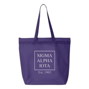 greekgear sigma alpha iota box tote bag purple