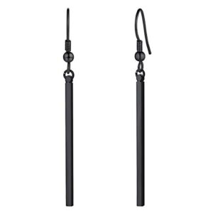 focalook black earrings for women hypoallergenic minimalist thin drop dangle long vertical bar earrings