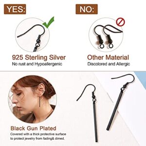 FOCALOOK Black Earrings for Women Hypoallergenic Minimalist Thin Drop Dangle Long Vertical Bar Earrings