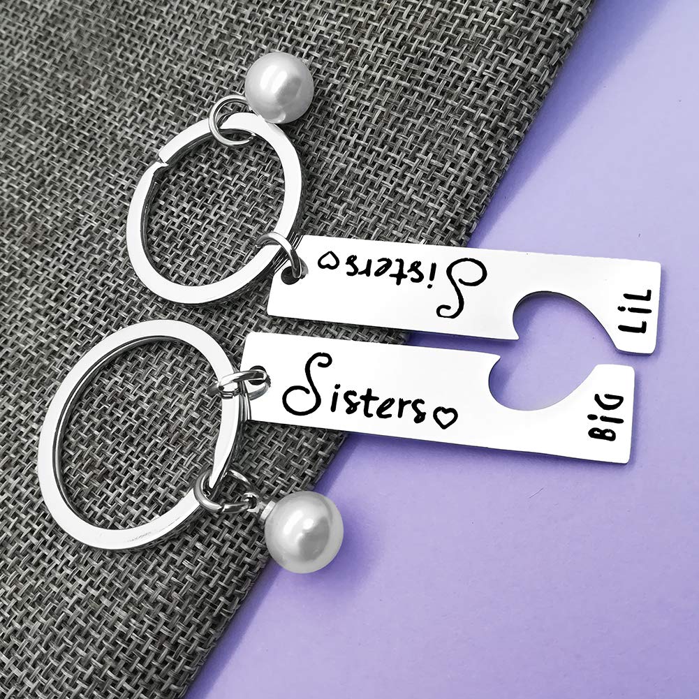 Big Sis Lil Sis Matching Keychain Set of 2 Gift for Big Sister Little Sister Best Friend Sister Gift for Big Sis Lil Sis from Sister Friendship Keychain Sister Keychains Family Jewelry