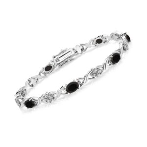 gem stone king 925 sterling silver black onyx tennis bracelet for women (3.20 cttw, gemstone december birthstone, oval 6x4mm, 7 inch)