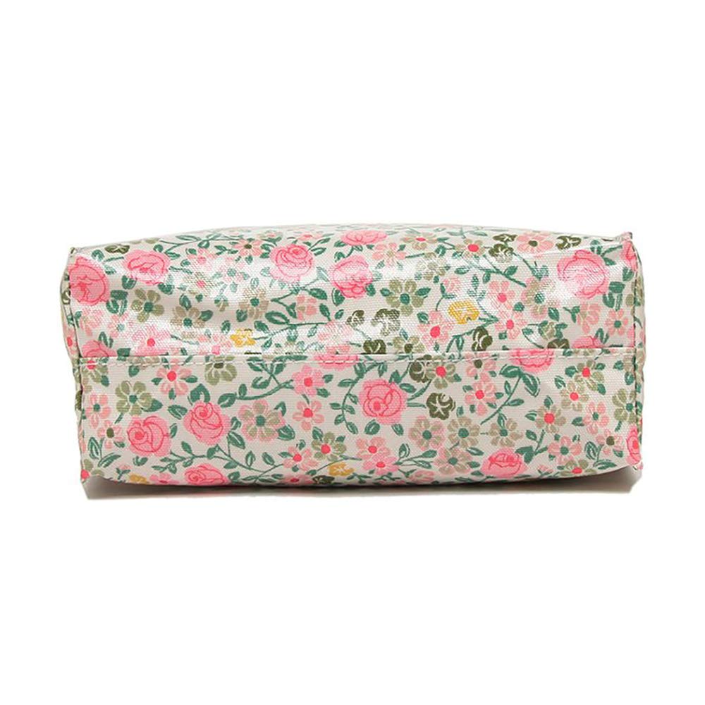 Cath Kidston S Bookbag Oilcloth Mini Open Top Handle Bag Small Size Lunch Bag Hedge Rose Pattern Warm Cream Color