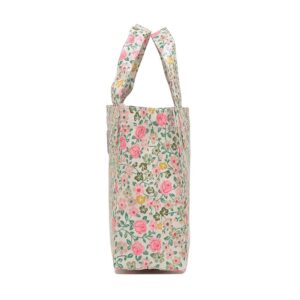 Cath Kidston S Bookbag Oilcloth Mini Open Top Handle Bag Small Size Lunch Bag Hedge Rose Pattern Warm Cream Color