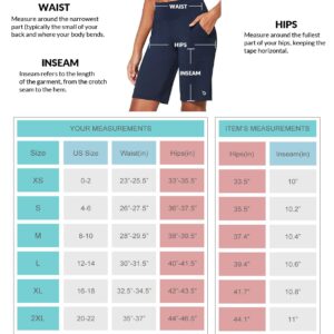 BALEAF Women's Bermuda Shorts Long Athletic Shorts High Waisted 10" for Running Walking Gym Quick Dry Navy Size L