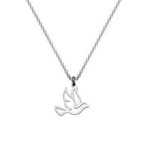 myospark stainless steel dove bird necklace, peace gift for her