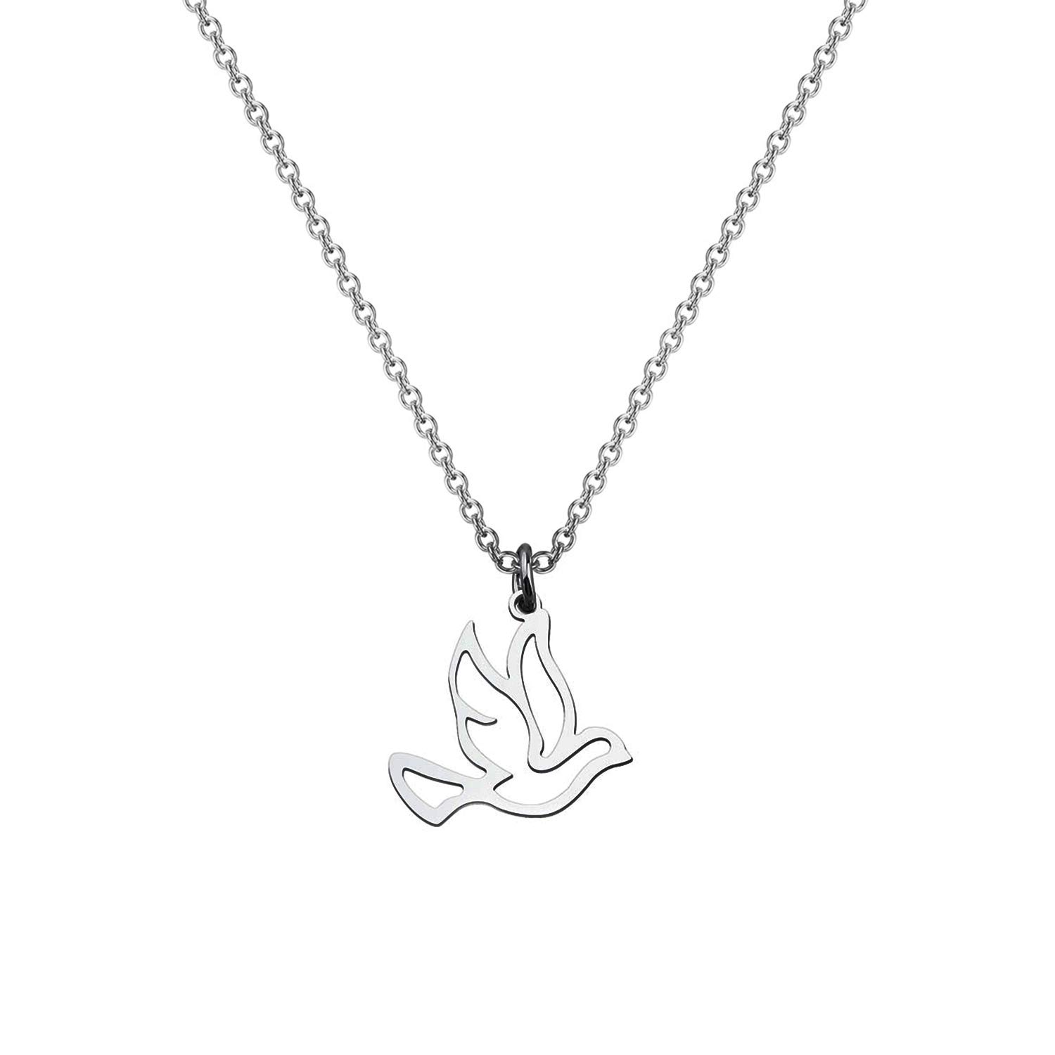 MYOSPARK Stainless Steel Dove Bird Necklace, Peace Gift for Her