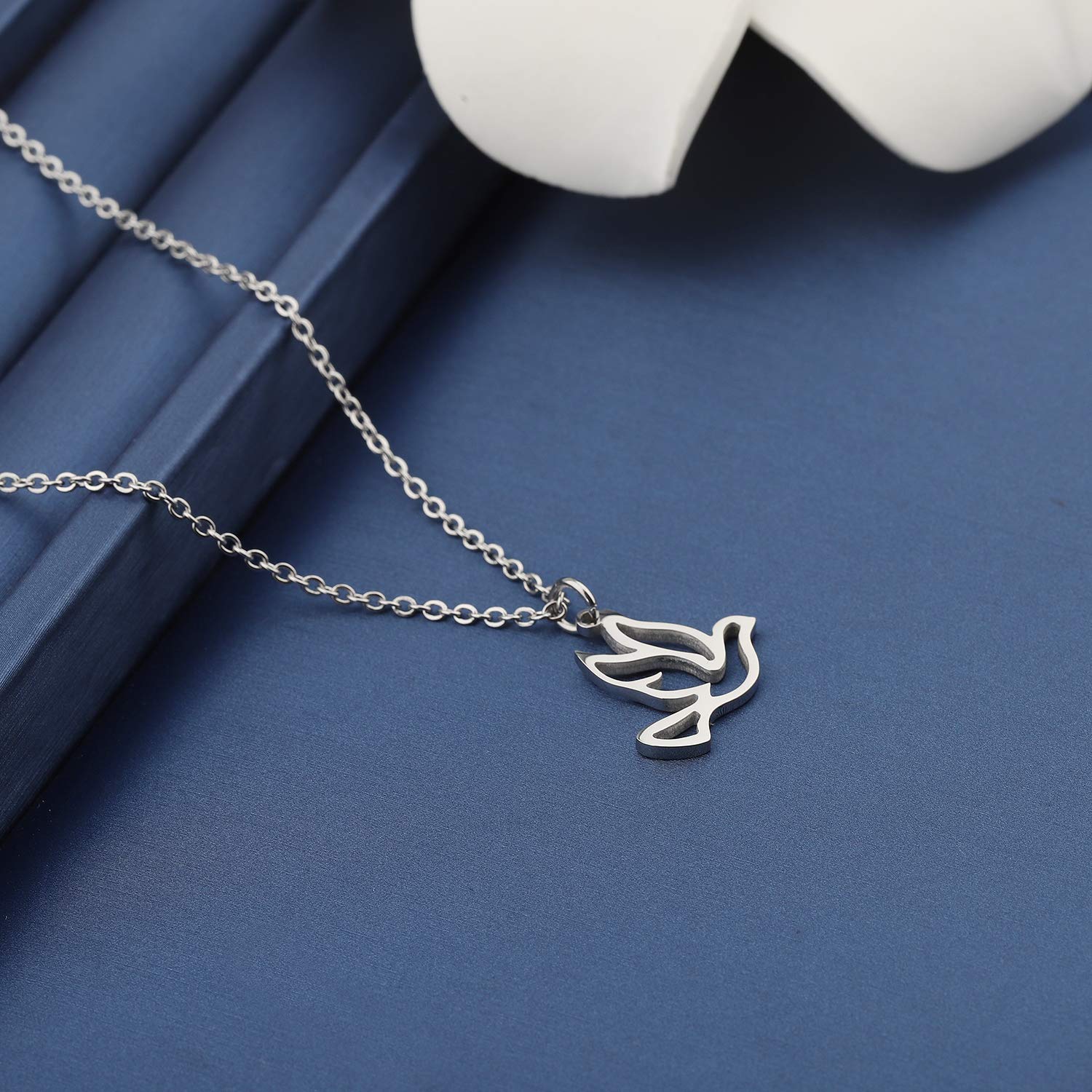 MYOSPARK Stainless Steel Dove Bird Necklace, Peace Gift for Her