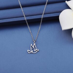 MYOSPARK Stainless Steel Dove Bird Necklace, Peace Gift for Her