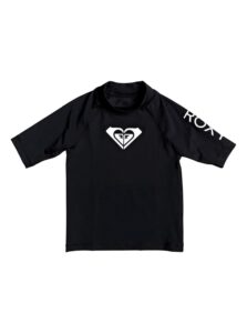 roxy girls whole hearted - short sleeve upf 50 rashguard - girls 2-7 - 5 - black anthracite 5