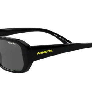 ARNETTE Unisex Sunglasses Shiny Black Frame, Dark Grey Lenses, 55MM