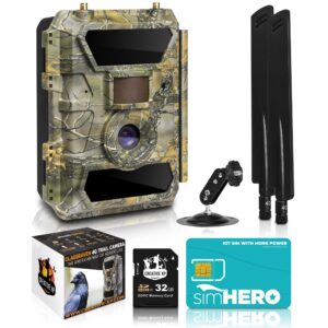 creative xp cellular trail cameras wifi 12mp 1080p outdoor game camera with no-glow night vision motion activated ip54 waterproof for wildlife hunting or property security, 32g sd memory card