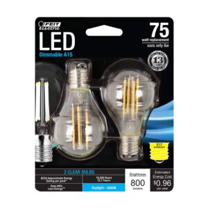 Feit Electric BPA1575N/850/FIL/2 75W EQ DM LED E17 Base Light Bulb, 2 Bulbs