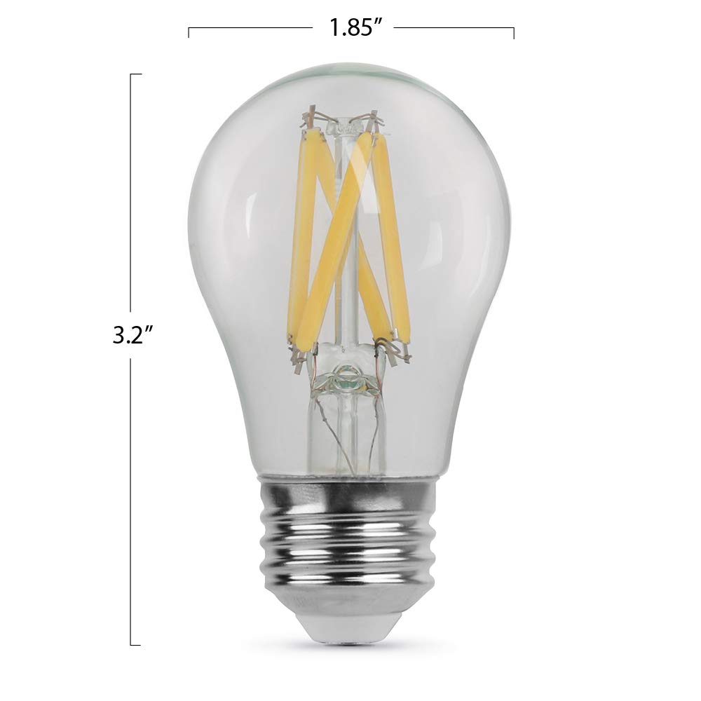 Feit Electric BPA1575/827/FIL/2 75 Watt Equivalent 800 Lumen Dimmable A15 LED Filament Light Bulb E26 Base, 3.2"H x 1.85"D, 2700K (Soft White), 2 Piece