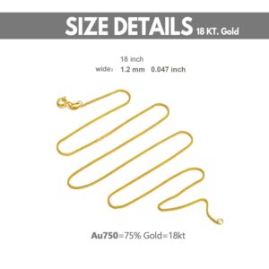 SISGEM Solid 18K Gold Chain Necklace for Women, Yellow Gold Spiga Wheat Durable Chain Necklace Jewelry for Her, Mom 1.2mm, 18"