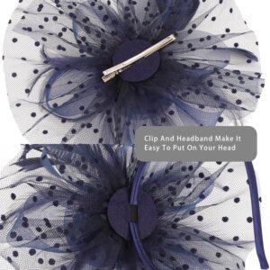 Cizoe Fascinators Hat for Women Tea Party Hat Kentucky Derby Wedding Flower Cocktail Mesh Feathers Headpiece(1-a-Black)