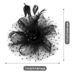 Cizoe Fascinators Hat for Women Tea Party Hat Kentucky Derby Wedding Flower Cocktail Mesh Feathers Headpiece(1-a-Black)