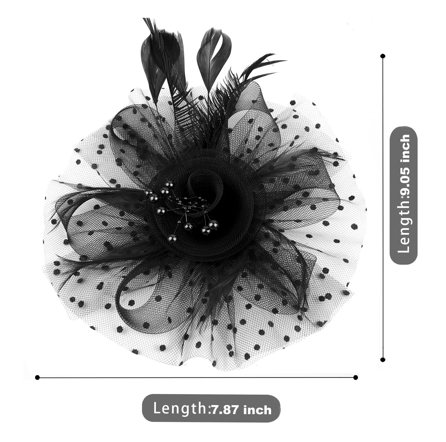 Cizoe Fascinators Hat for Women Tea Party Hat Kentucky Derby Wedding Flower Cocktail Mesh Feathers Headpiece(1-a-Black)