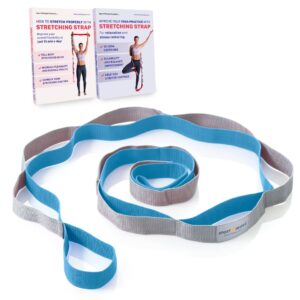 sport2people stretching strap for yoga, flexibility, rehabilitation - 2 free exercise ebooks - get flexible with 12-loop stretch band for rehab, recommended by physical therapists and trainers