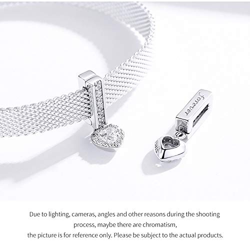 MEETCCY 925 Sterling Silver Reflexions Bracelet for Women Mesh Bracelet Clip Beads Safe Chain.Birthday Christmas for Friends Mothers Wife and Daughters (Love Heart Charms)