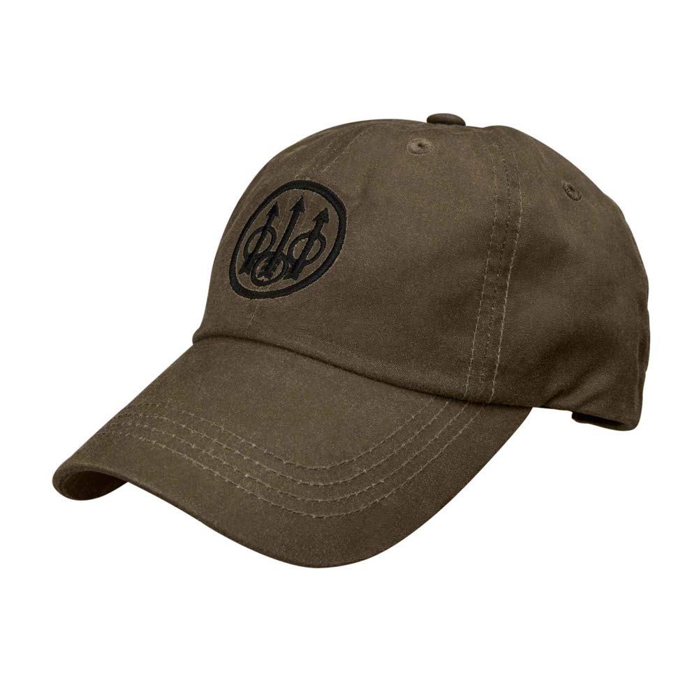 Beretta Men's Waxed Cotton Hunting Outdoor Casual Hat with Beretta Trident logo, Sandstone, One Size