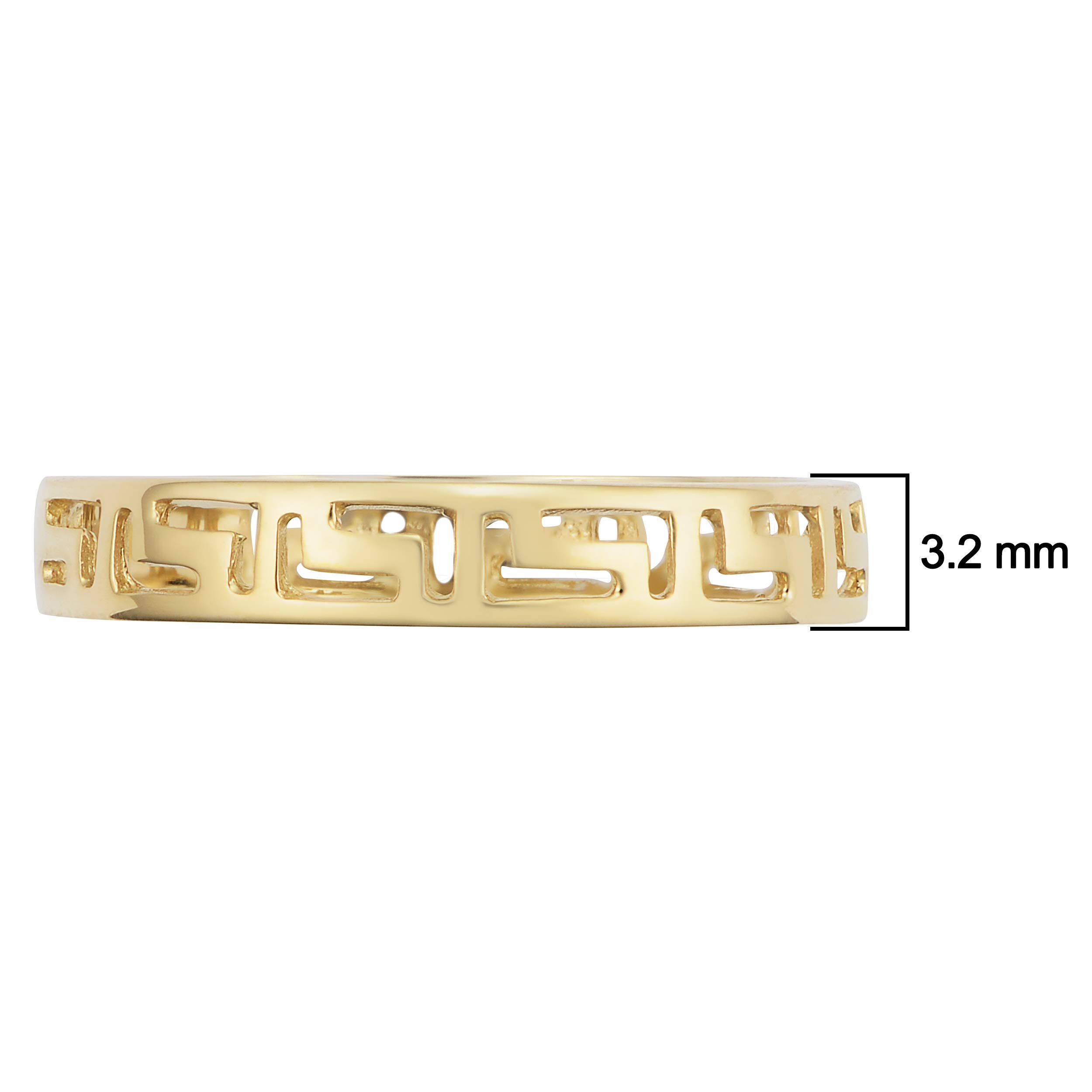 Kooljewelry Minimalist 14k Yellow Gold 3.2 mm Greek Key Band Ring (size 9)