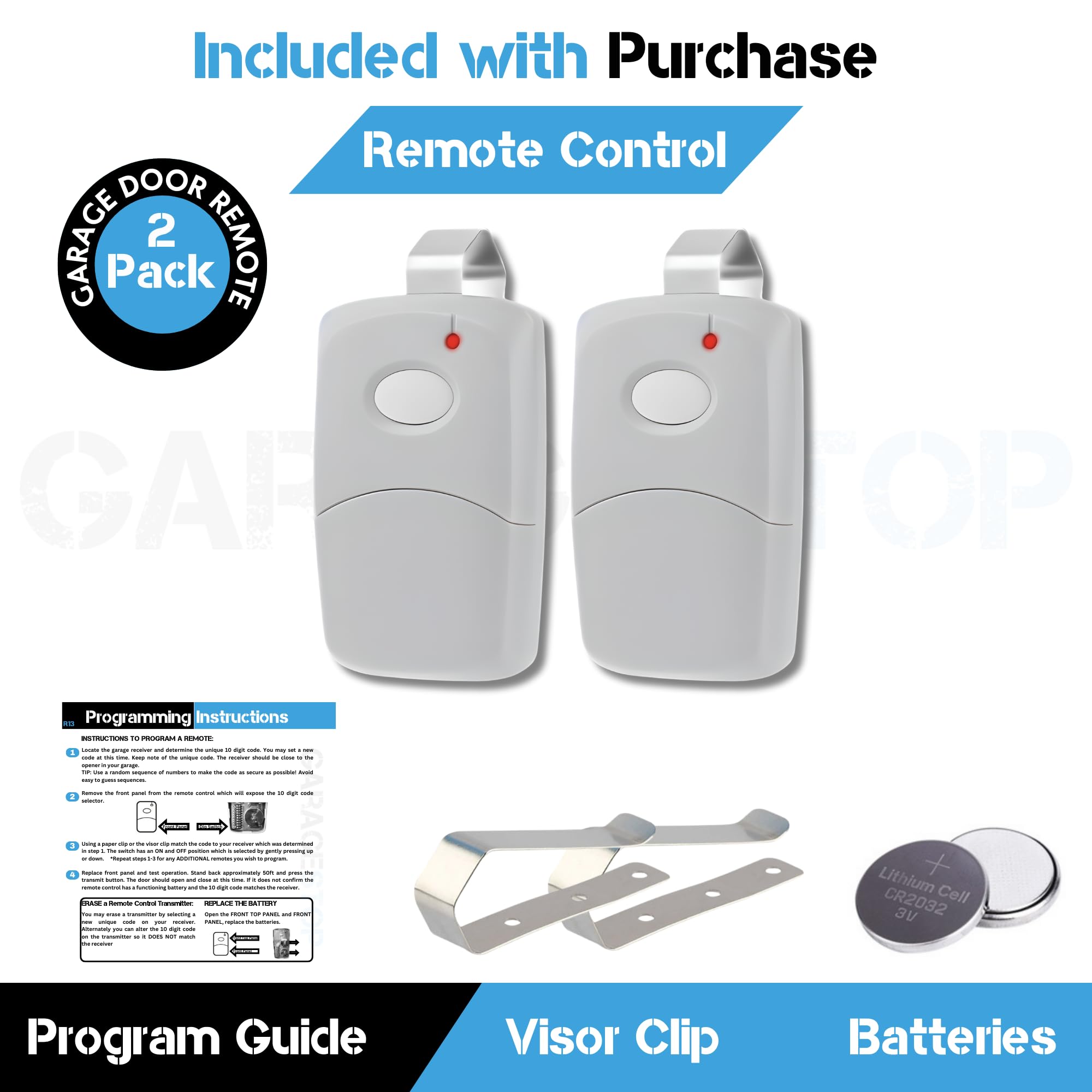 Garage Stop 2X Garage Door Opener Remote for Linear Multi-Code 3089 308911 MCS308911, 10 dip Switch Gate Opener Remote 300MHz, Garage Clicker Replacement