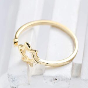 Eiffy Zircon Jewish Star of David Ring for Women Simple Open Hexagram Finger Ring Jewelry (Gold)