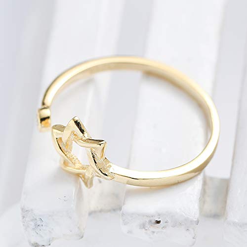 Eiffy Zircon Jewish Star of David Ring for Women Simple Open Hexagram Finger Ring Jewelry (Gold)