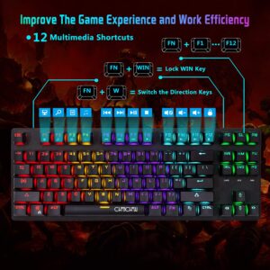 Mechanical Gaming Keyboard and Mouse Combo-CHONCHOW TKL 87 Keys Blue Switche RGB Rainbow Backlit Keyboard 3200DPI Mice with 6 Button Value Combo for PS4 Xbox Laptop Windows PC Gamer