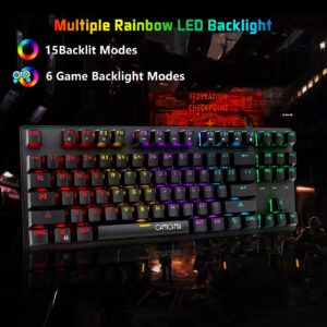 Mechanical Gaming Keyboard and Mouse Combo-CHONCHOW TKL 87 Keys Blue Switche RGB Rainbow Backlit Keyboard 3200DPI Mice with 6 Button Value Combo for PS4 Xbox Laptop Windows PC Gamer