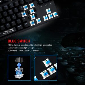 Mechanical Gaming Keyboard and Mouse Combo-CHONCHOW TKL 87 Keys Blue Switche RGB Rainbow Backlit Keyboard 3200DPI Mice with 6 Button Value Combo for PS4 Xbox Laptop Windows PC Gamer