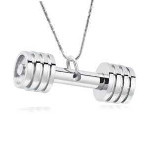 cremation jewelry for ashes stainless steel barbell pendant urn necklace for ashes for men women dumbbell keepsake jewelry