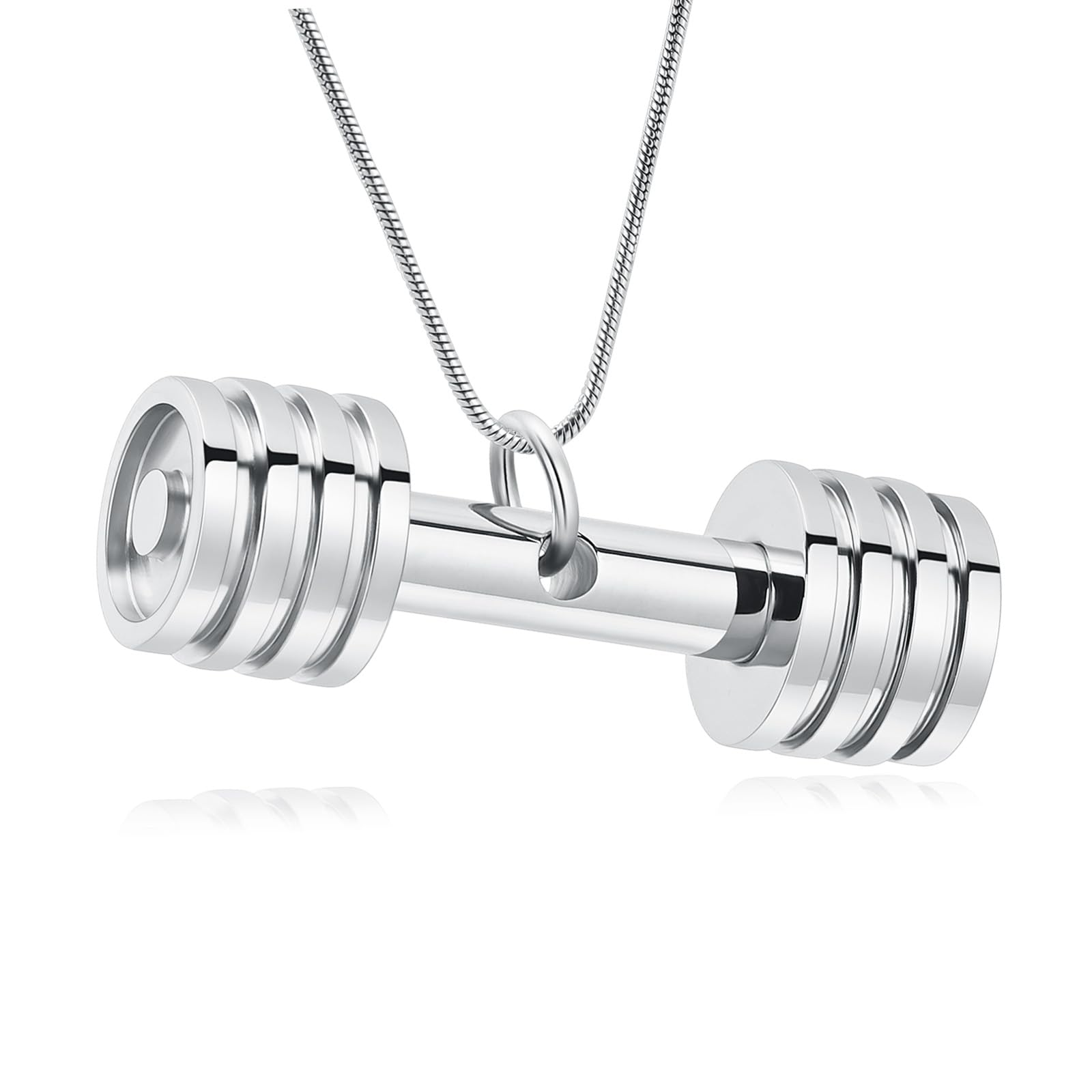 Cremation Jewelry for Ashes Stainless Steel Barbell Pendant Urn Necklace for Ashes for Men Women Dumbbell Keepsake Jewelry