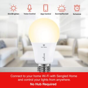 Sengled Smart Light Bulb, WiFi Light Bulbs That Work with Alexa & Google Home, No Hub Required, Smart LED Light Bulb A19 Soft White Light (2700K), 2 Pack