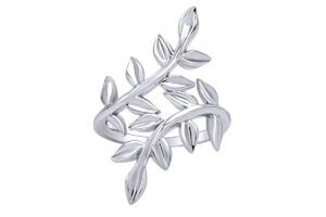 14k white gold plated 925 sterling silver oliva leaf fashion ring for women ring size-6