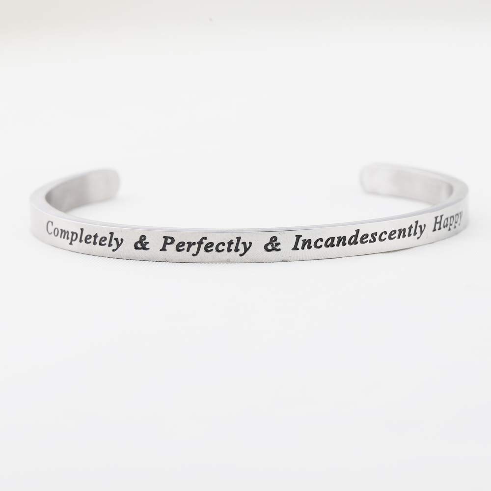 Completely And Perfectly And Incandescently Happy Cuff Bracelet Book Quote Jewelry Jane Austen Inspired Gift (Cuff Bracelet)