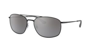 ray-ban rb3654 square sunglasses, black/polarized grey mirrored gradient silver, 60 mm