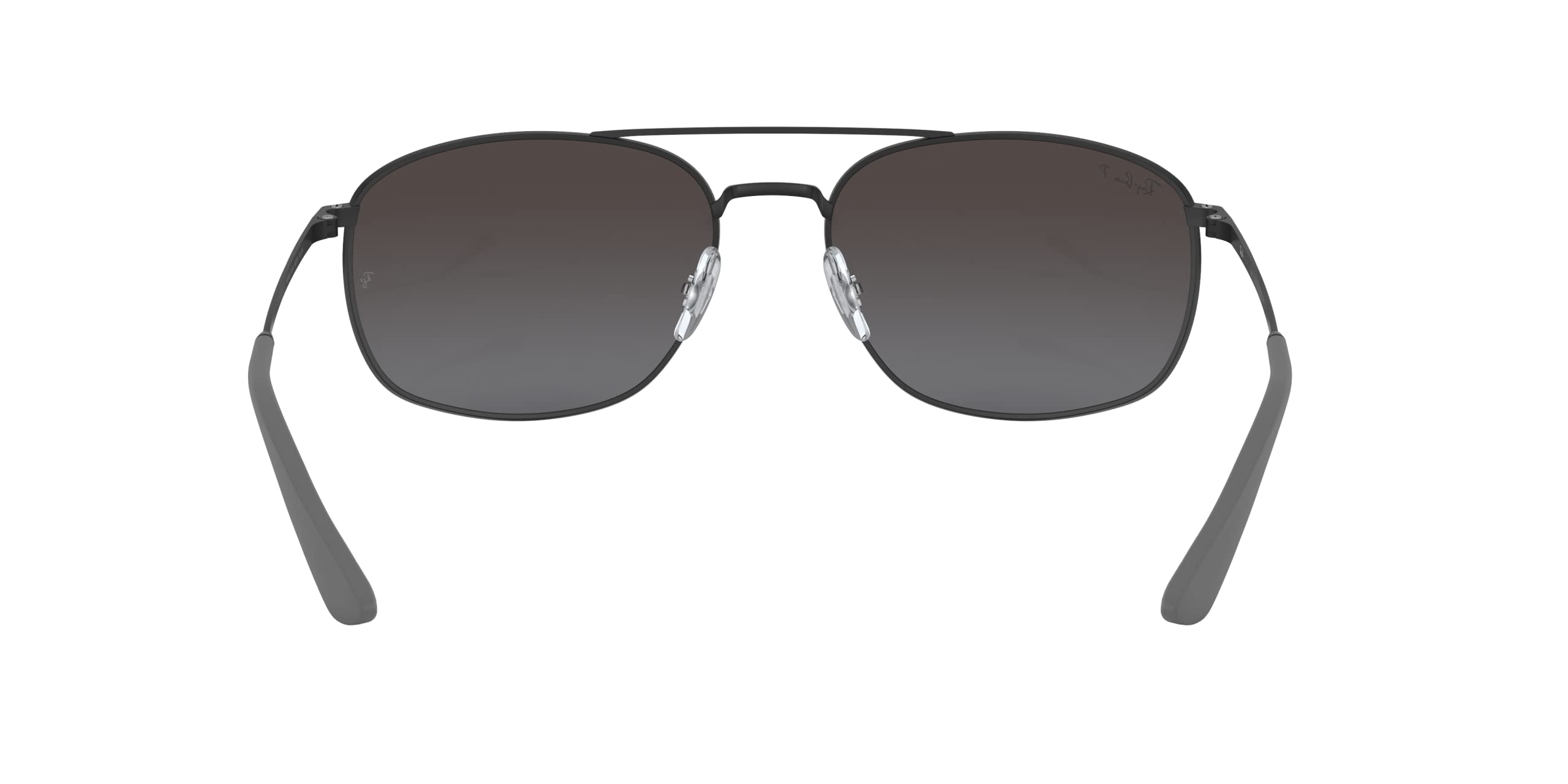 Ray-Ban RB3654 Square Sunglasses, Black/Polarized Grey Mirrored Gradient Silver, 60 mm