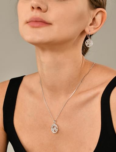 YL Celtic Knot Necklace 925 Sterling Silver Triskele Moon Pendant 18k White Gold Triskelion Jewelry for Women