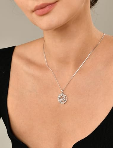 YL Celtic Knot Necklace 925 Sterling Silver Triskele Moon Pendant 18k White Gold Triskelion Jewelry for Women