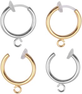 clip-on earring converter, 20 pieces non piercing earrings hoop earrings components pour earring making, sliver and gold