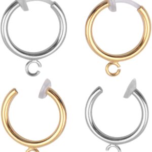 Clip-on Earring Converter, 20 Pieces Non Piercing Earrings Hoop Earrings Components Pour Earring Making, Sliver and Gold