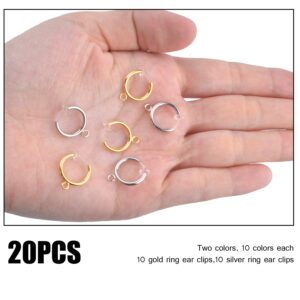 Clip-on Earring Converter, 20 Pieces Non Piercing Earrings Hoop Earrings Components Pour Earring Making, Sliver and Gold