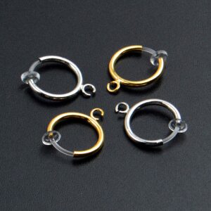 Clip-on Earring Converter, 20 Pieces Non Piercing Earrings Hoop Earrings Components Pour Earring Making, Sliver and Gold