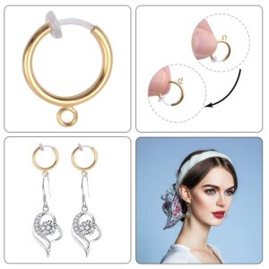 Clip-on Earring Converter, 20 Pieces Non Piercing Earrings Hoop Earrings Components Pour Earring Making, Sliver and Gold