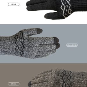 TRENDOUX Winter Gloves Men Women, Touch Screen Unisex - Stretchy Material - Elastic Cuff - Hands Warm Windproof for Running Driving Walking Hiking - Thickened Knit Extreme Cold Weather Glove - Black M