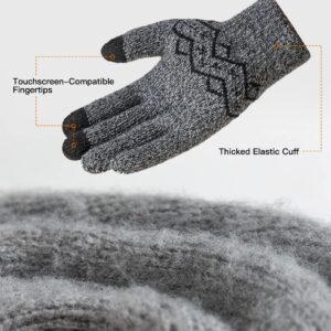 TRENDOUX Winter Gloves Men Women, Touch Screen Unisex - Stretchy Material - Elastic Cuff - Hands Warm Windproof for Running Driving Walking Hiking - Thickened Knit Extreme Cold Weather Glove - Black M