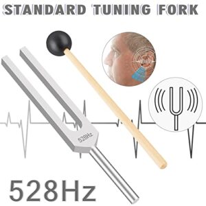 EASTROCK 528 Hz Tuning Fork with Silicone Hammer and Cleaning Cloth,Clinical Grade Nerve/Sensory for Perfect Healing Musical Instrument and Stress Reliever Healing Tuning Fork