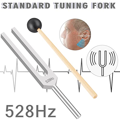 EASTROCK 528 Hz Tuning Fork with Silicone Hammer and Cleaning Cloth,Clinical Grade Nerve/Sensory for Perfect Healing Musical Instrument and Stress Reliever Healing Tuning Fork