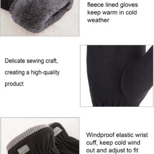 Muryobao Womens Winter Gloves Touchscreen Warm Thermal Soft Lining Elastic Cuff Cold Weather Windproof Gloves Black